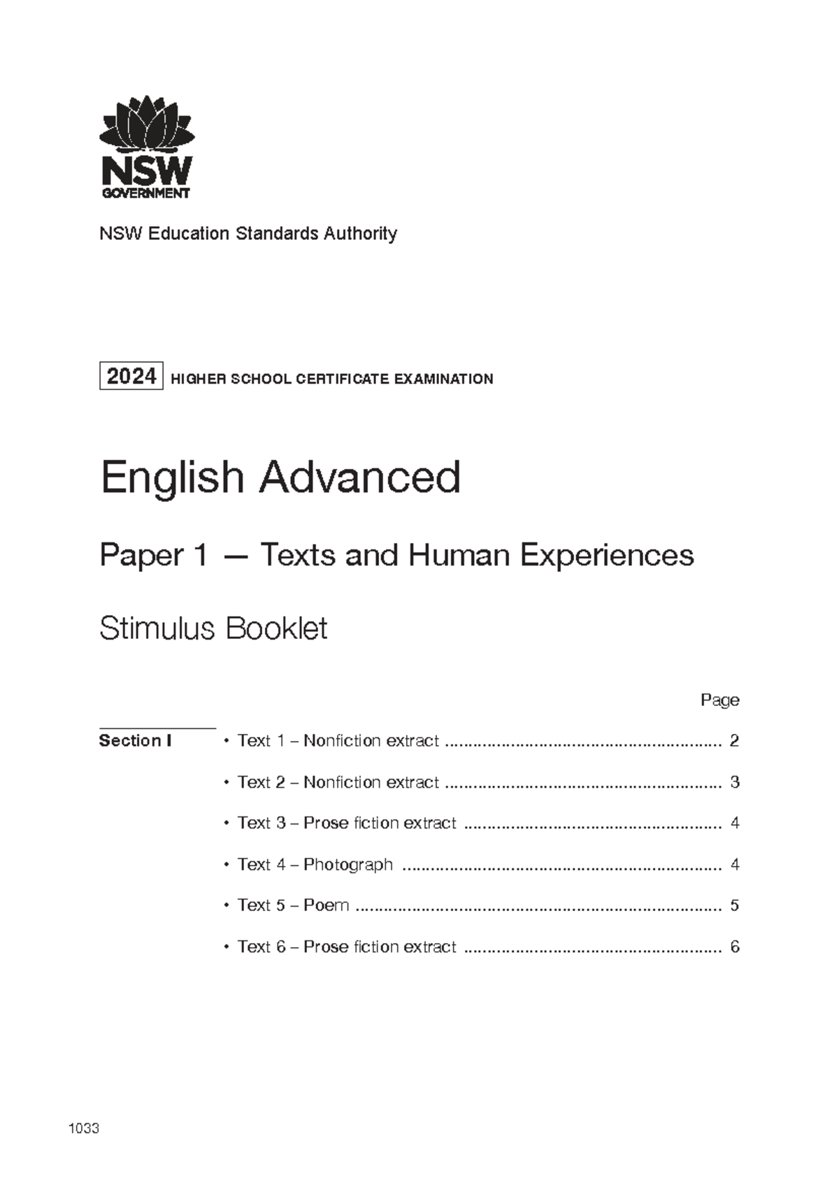 2024 HSC English Adv Paper 1: Texts & Human Experiences Analysis - Studocu