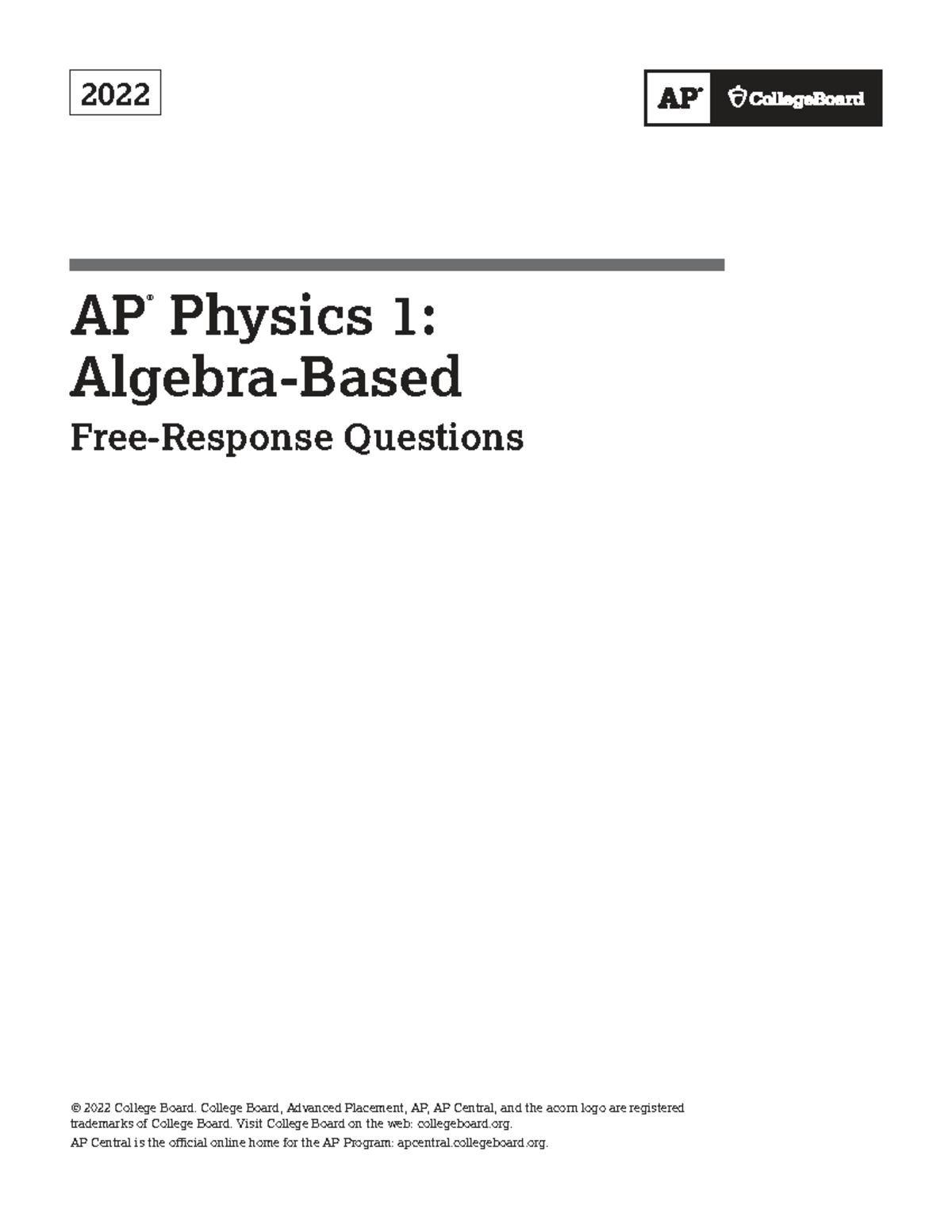 AP Physics 1 2022: Free Response Questions and Solutions - Studocu
