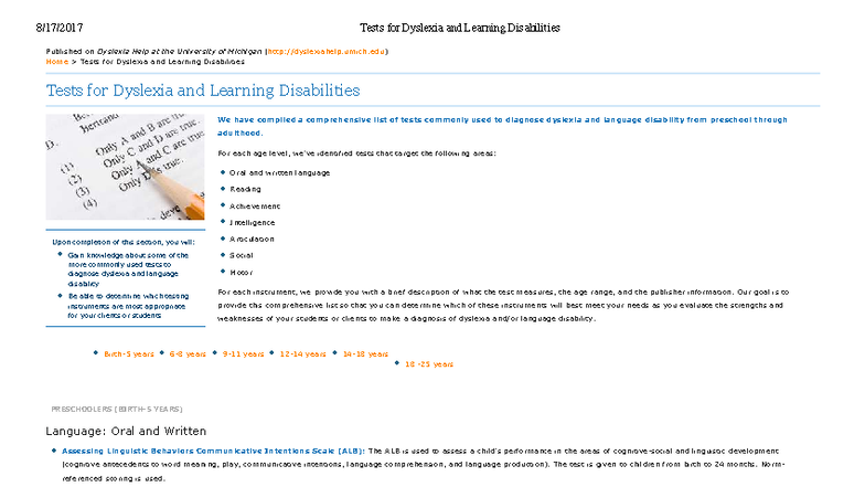 Comprehensive Assessment Tools for Dyslexia & Learning Disabilities ...