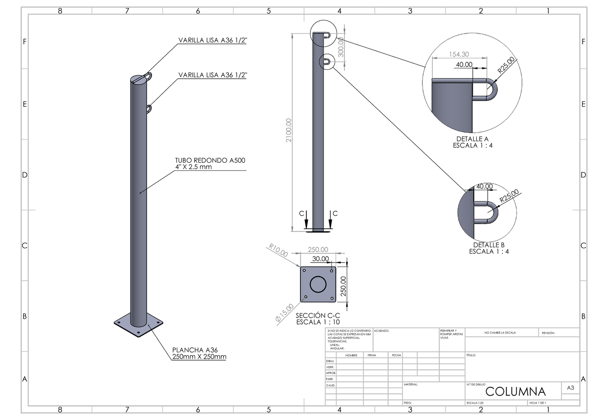 Columna - ESTRUCTURAS: Detalles y Especificaciones A36 - Studocu
