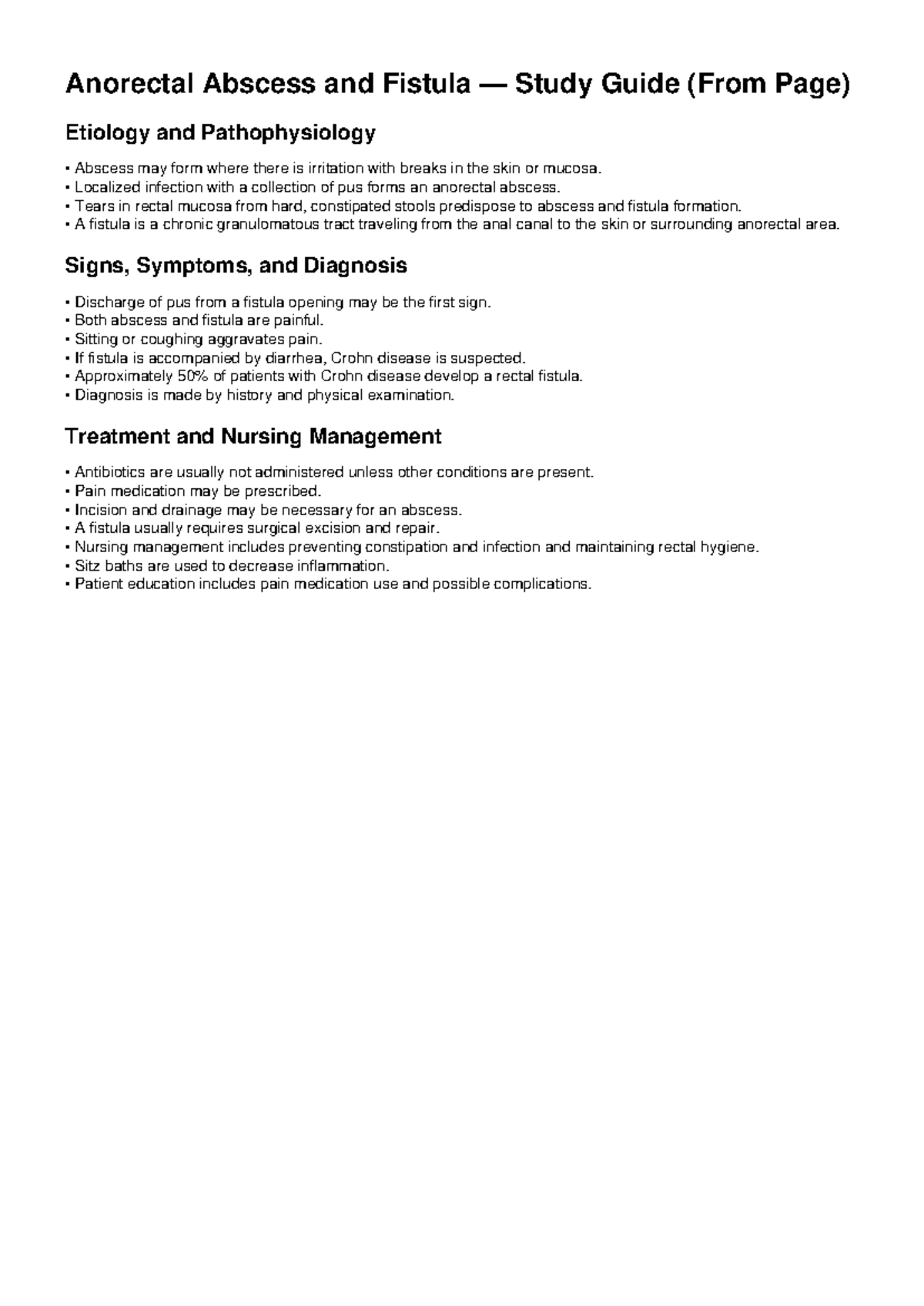 Anorectal Abscess & Fistula Study Guide: Etiology & Management - Studocu