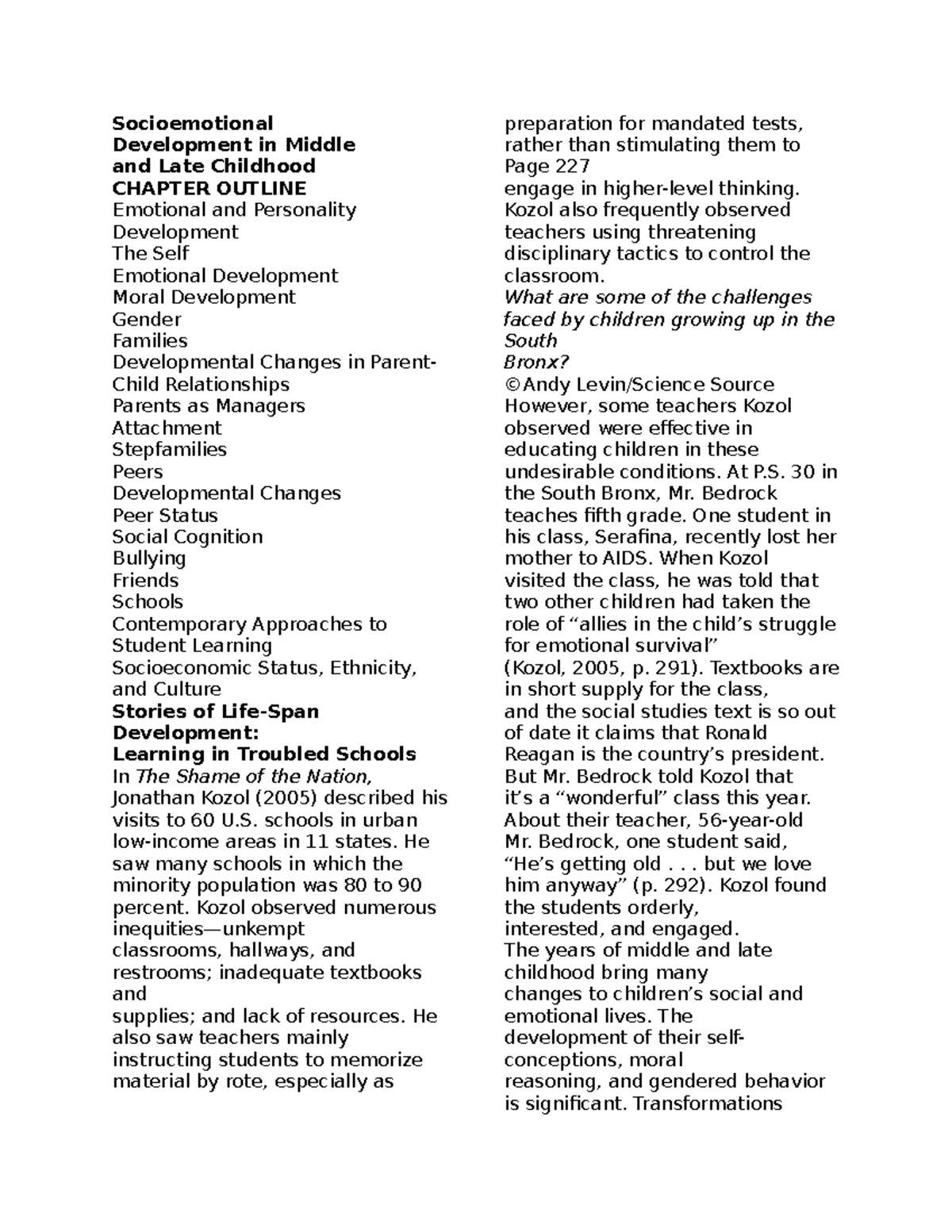 Socioemotional Development in Middle and Late Childhood: Chapter ...