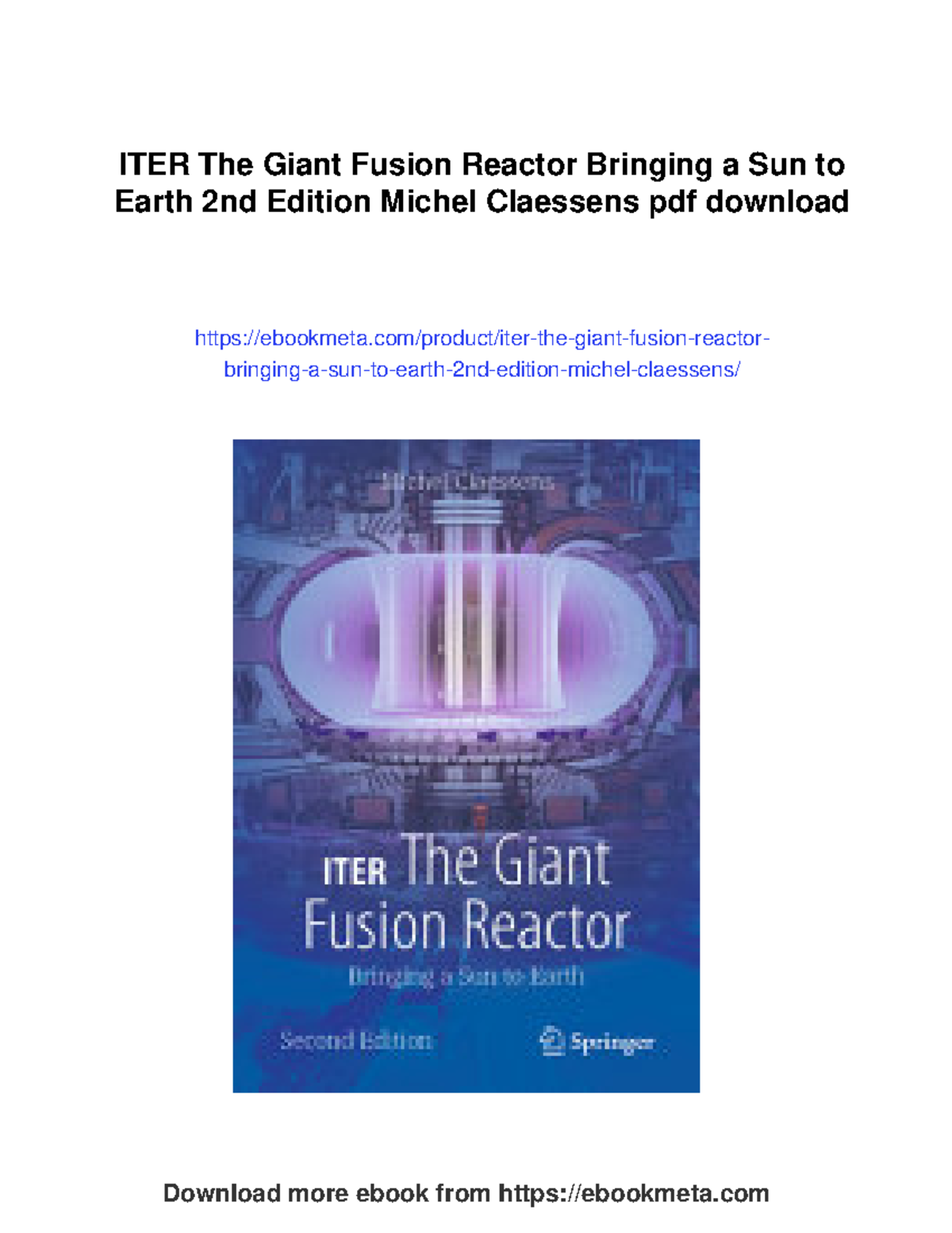 ITER: The Giant Fusion Reactor - Bringing a Sun to Earth, 2nd Ed. - Studocu