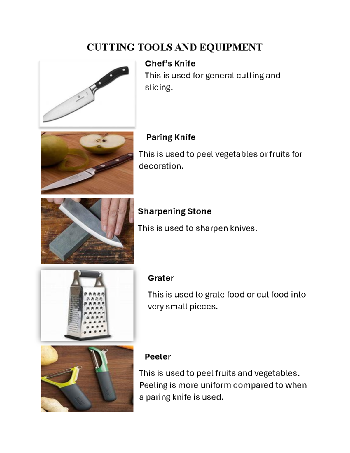 Kitchenwares Overview: Tools & Equipment for Culinary Use - Studocu