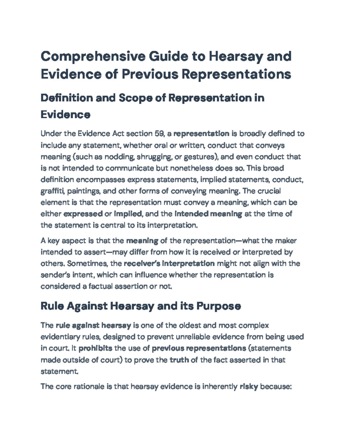 Comprehensive Overview of Hearsay Evidence in Australian Law ...