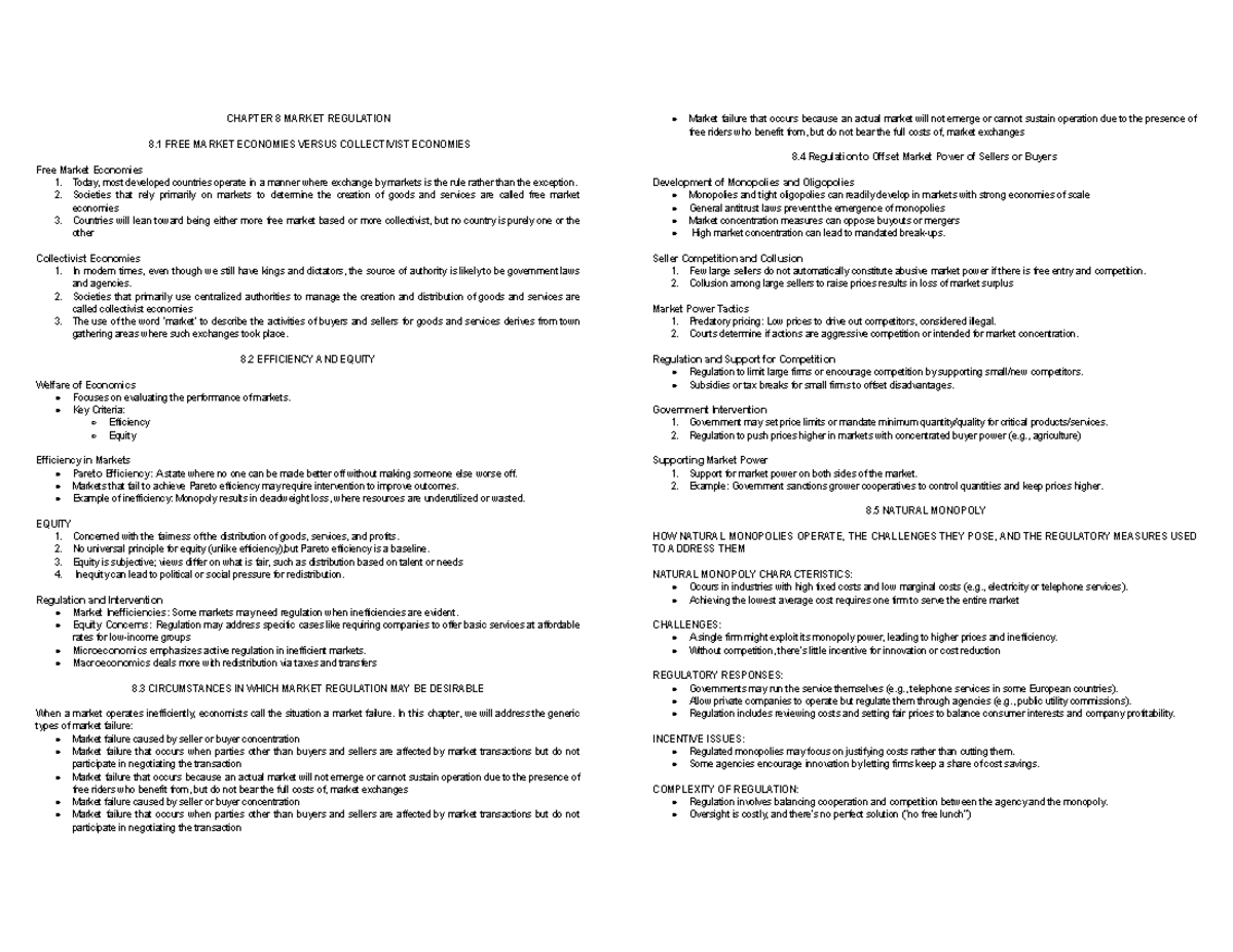 Chapter 8 ECO - Market Regulation: Free vs Collectivist Economies and ...