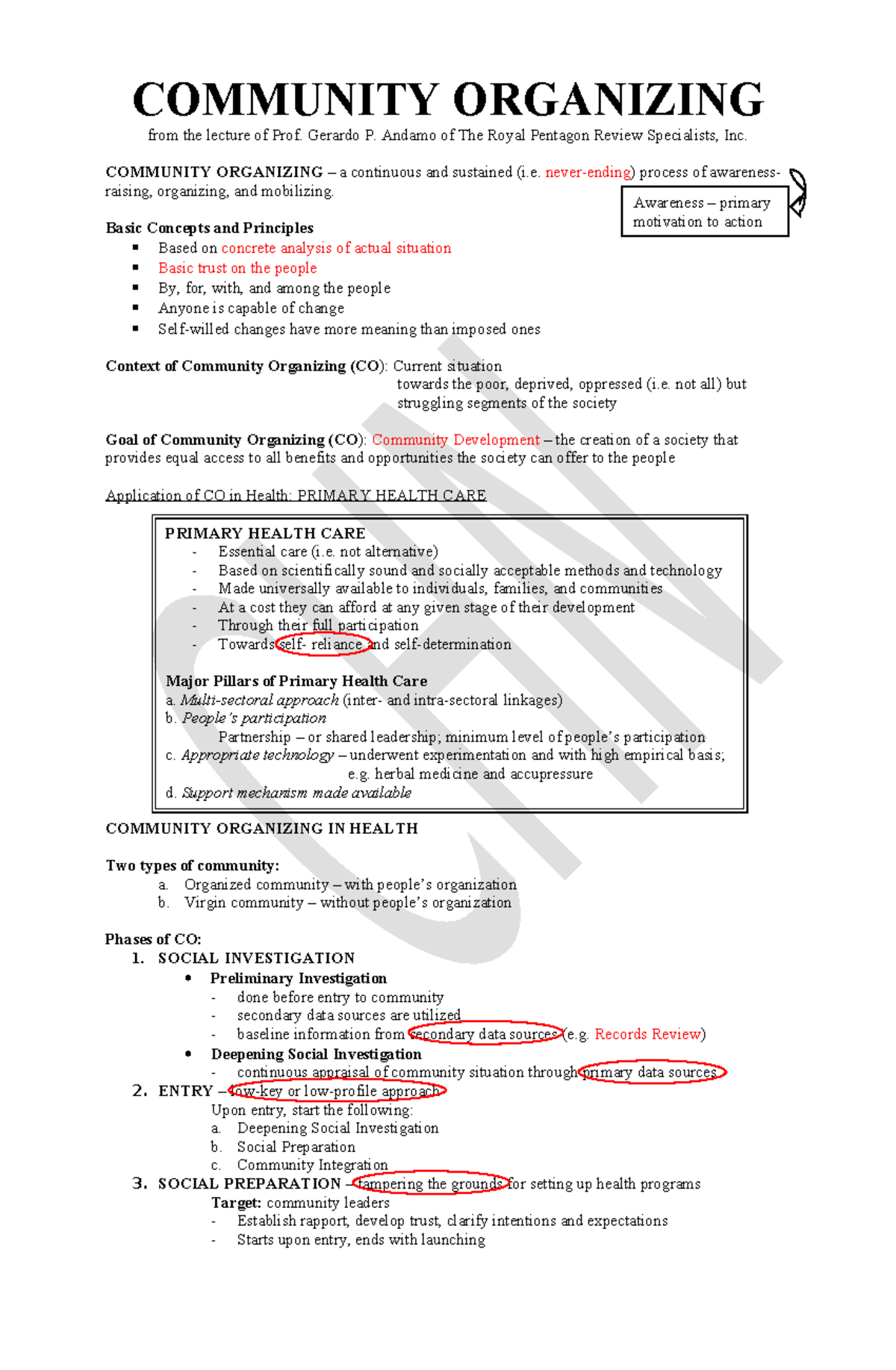 Community Organizing (COPAR) - COMMUNITY ORGANIZING from the lecture of ...