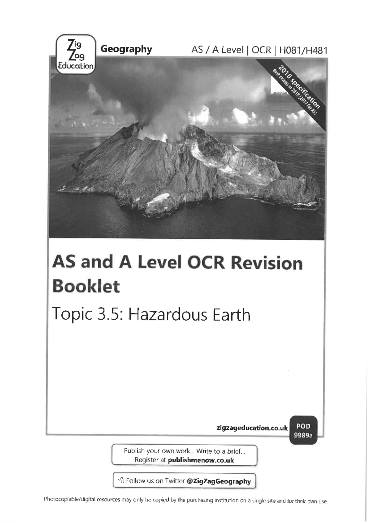 A Level OCR Geography Revision Booklet: 3.5 Hazardous Earth Insights ...