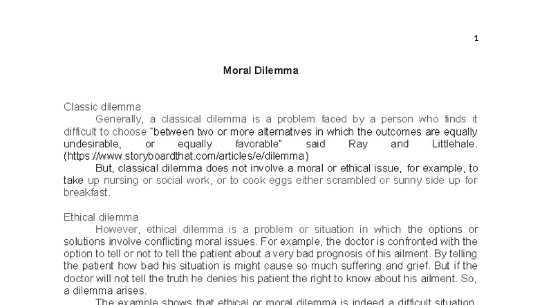 Ethics 7: Understanding Moral Dilemmas and Their Types - Studocu