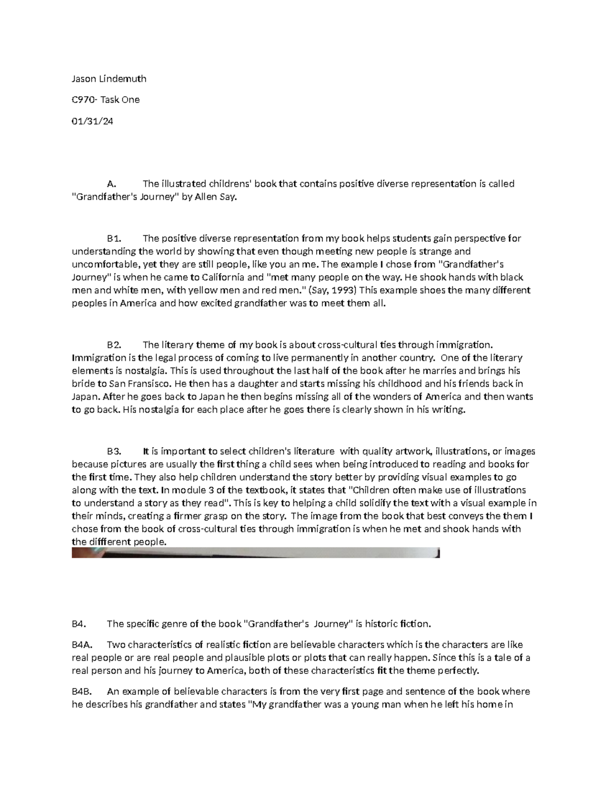 C970 Task 1 - Analysis of Positive Diversity in "Grandfather's Journey ...