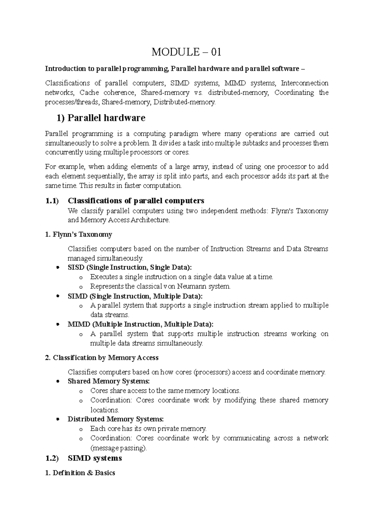 Module 01: Introduction to Parallel Programming and Classifications ...