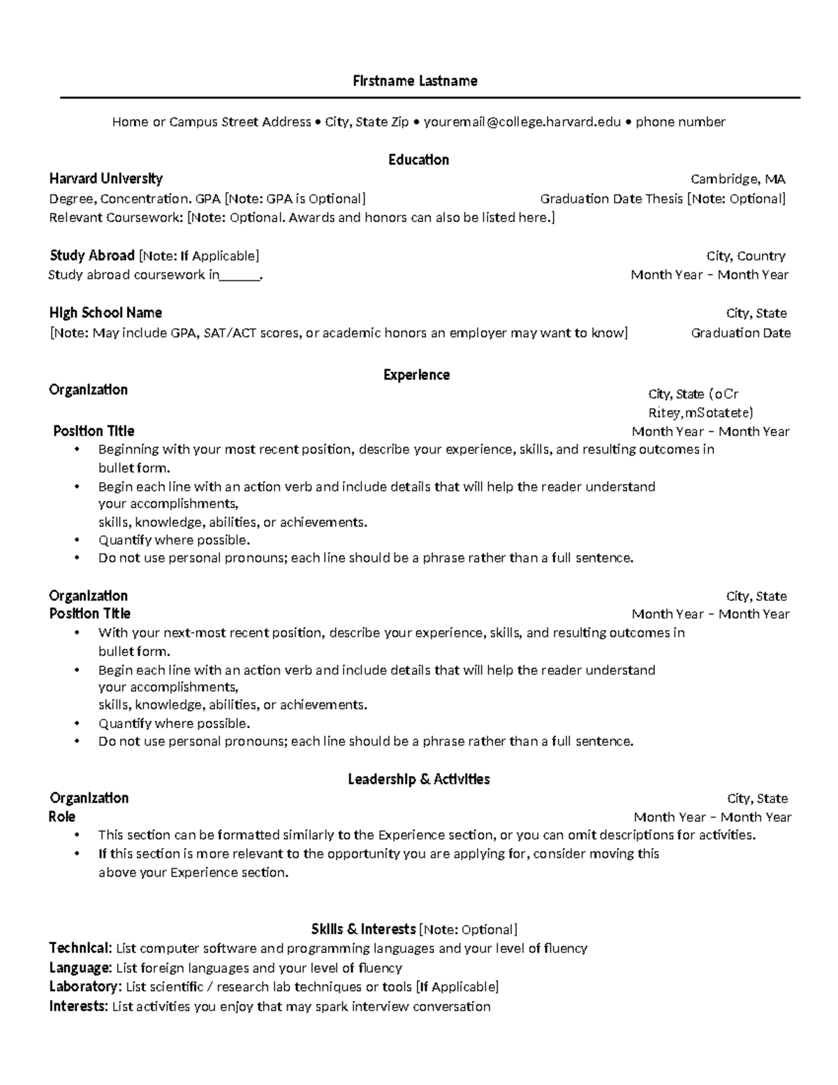 CV Template for Job Applications - MAU Harvard - Studocu