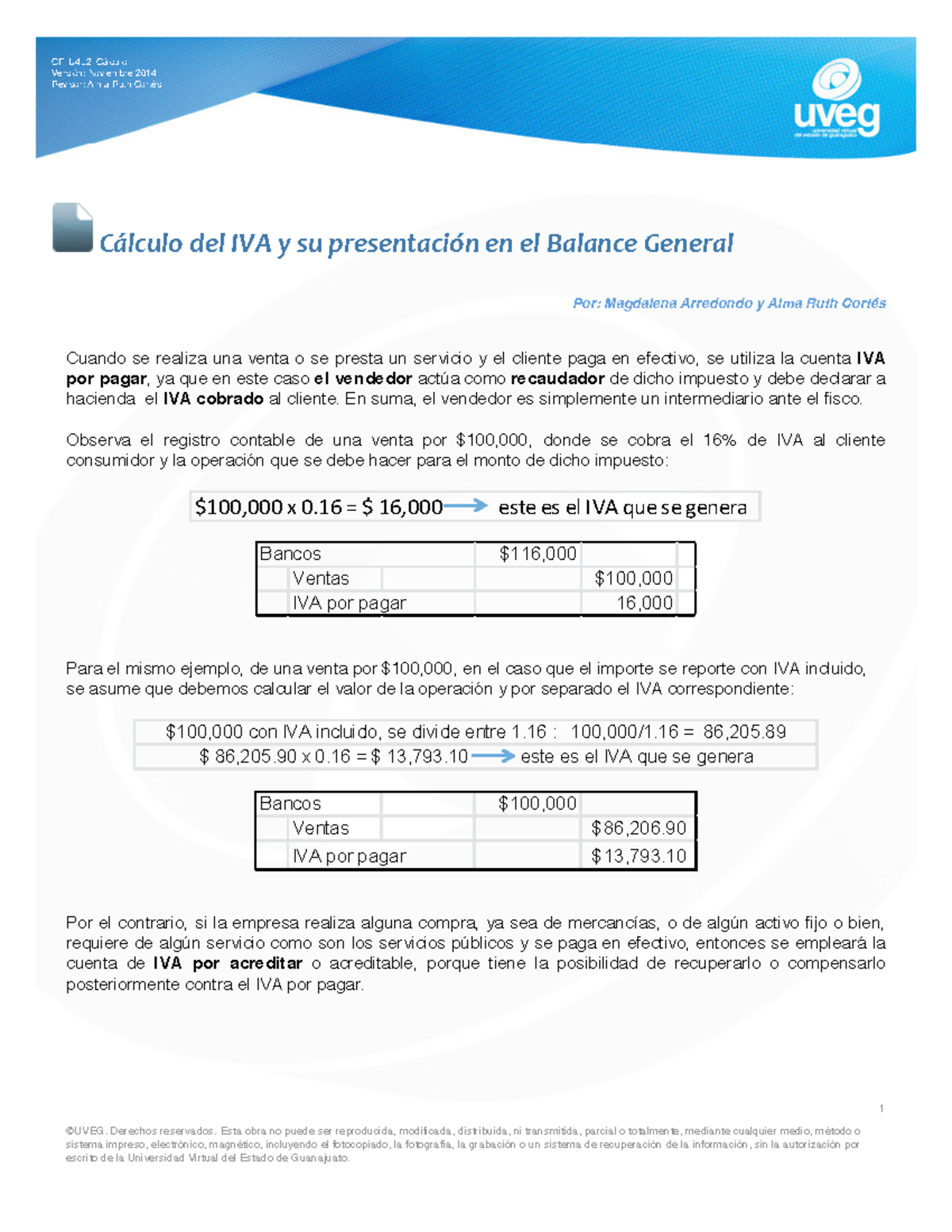 Cálculo y Presentación del IVA en el Balance General - Contabilidad ...