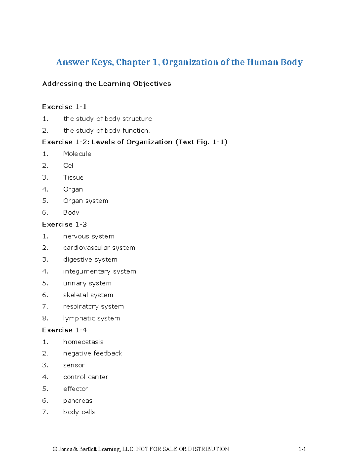 Chapter 1 Study Guide Answers: Memler's Human Body Structure & Function ...
