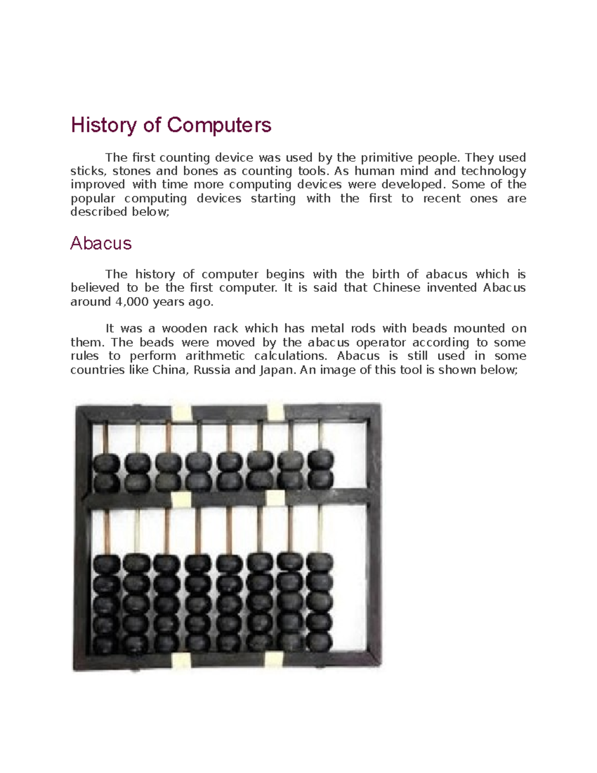 HIST101: Assignment on the Evolution of Computers Through Time - Studocu