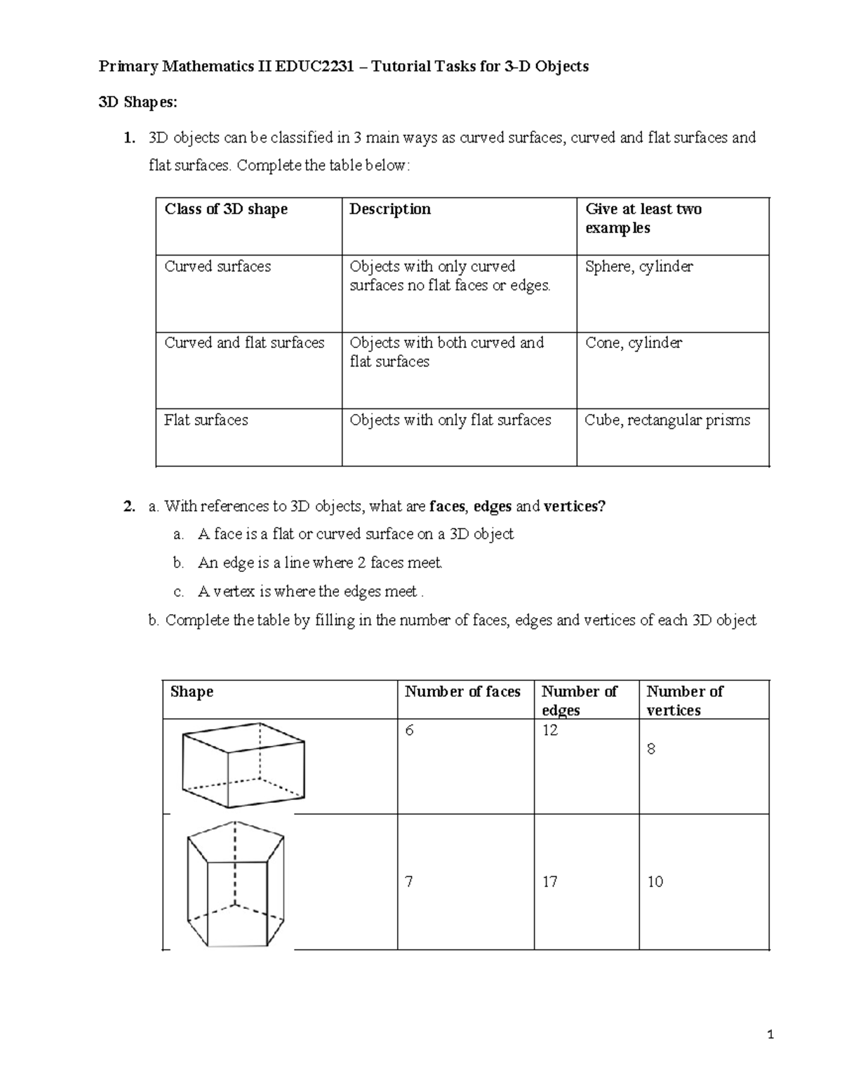 Tutorial 5 - Classifying 3D Objects EDUC2231 - Studocu