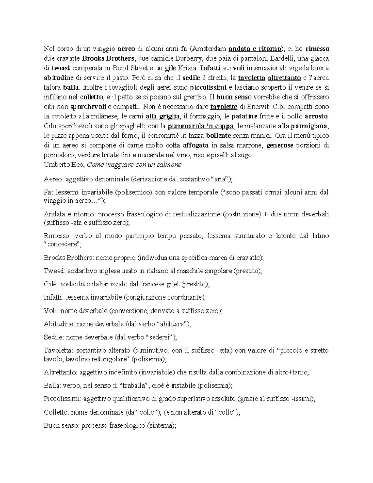 Testo di Umberto Eco per Esame di Linguistica Generale - Studocu
