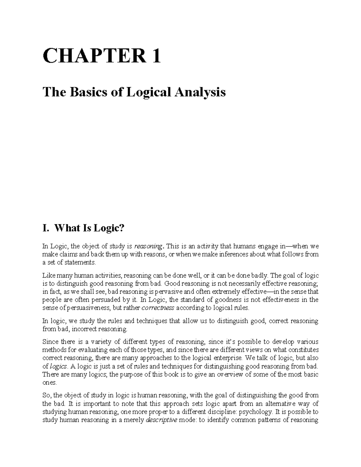 Logic 101: Chapter 1 - Basics of Logical Analysis and Reasoning - Studocu