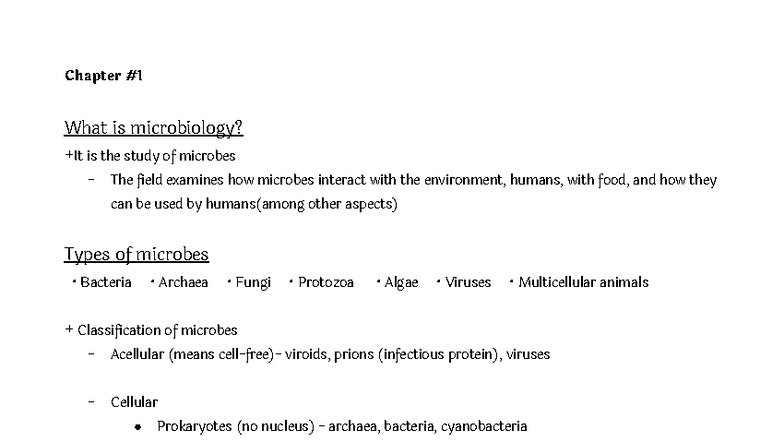 Chapter 1: Introduction to Microbiology and Microbial Life - Studocu