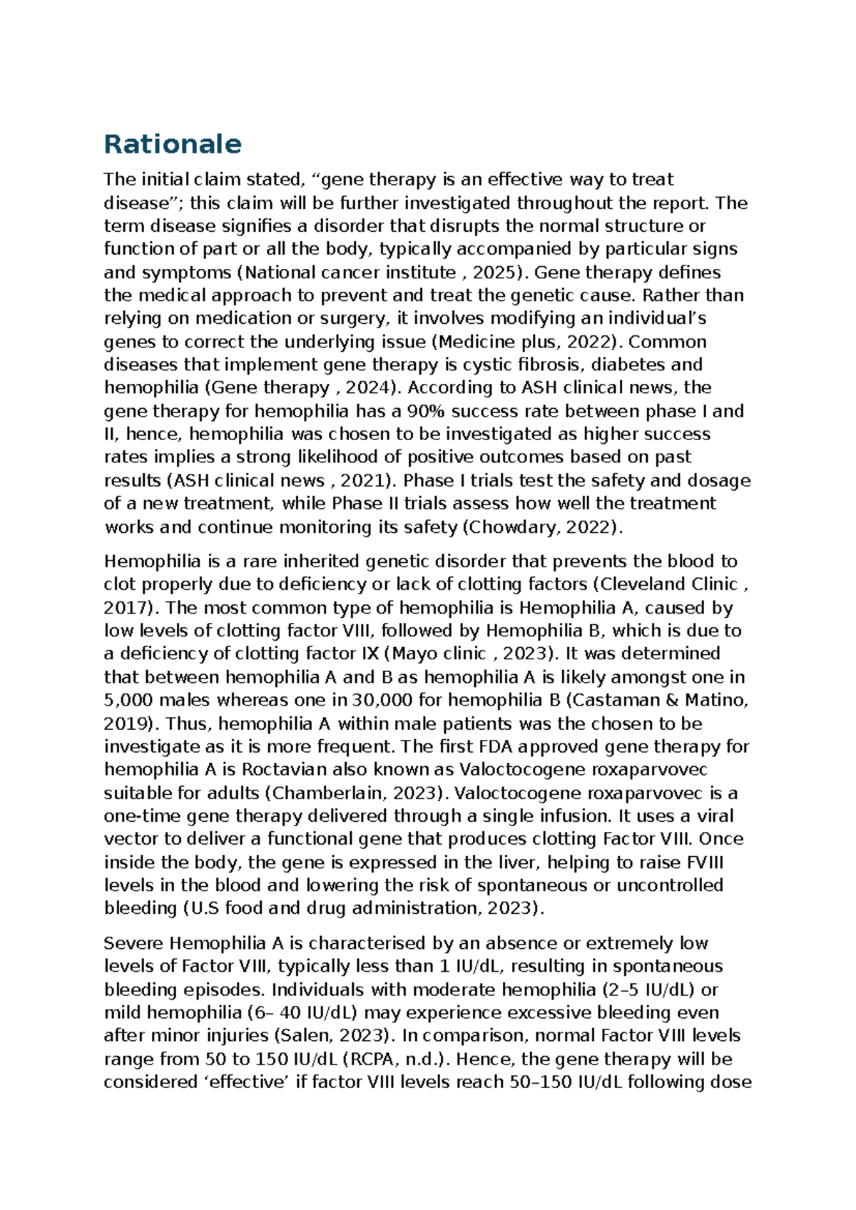 Biology IA3 Final: Investigating Valoctocogene Roxaparvovec for ...