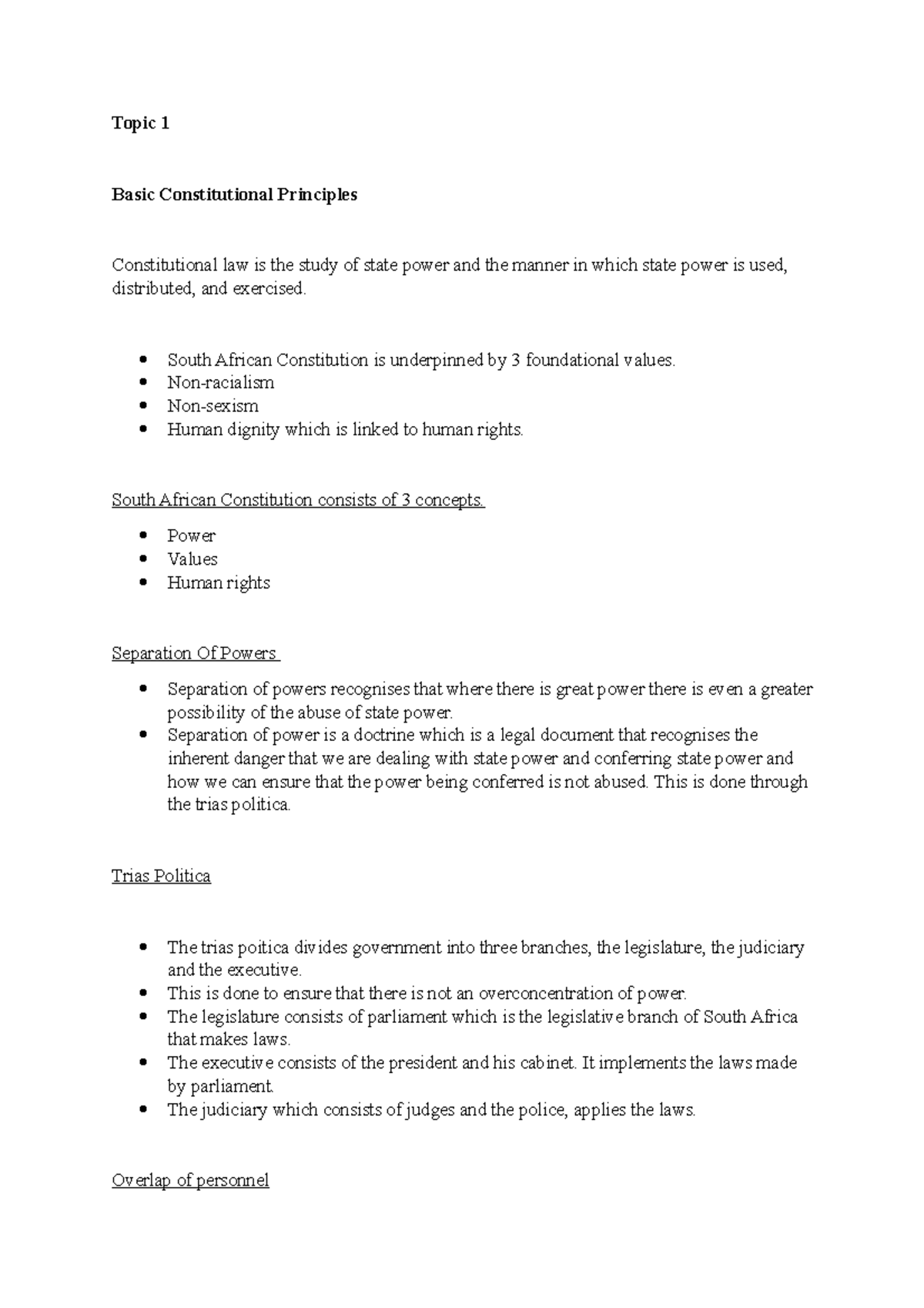 Topic 1 - First Semester Constitutional Law Notes Analysis - Studocu