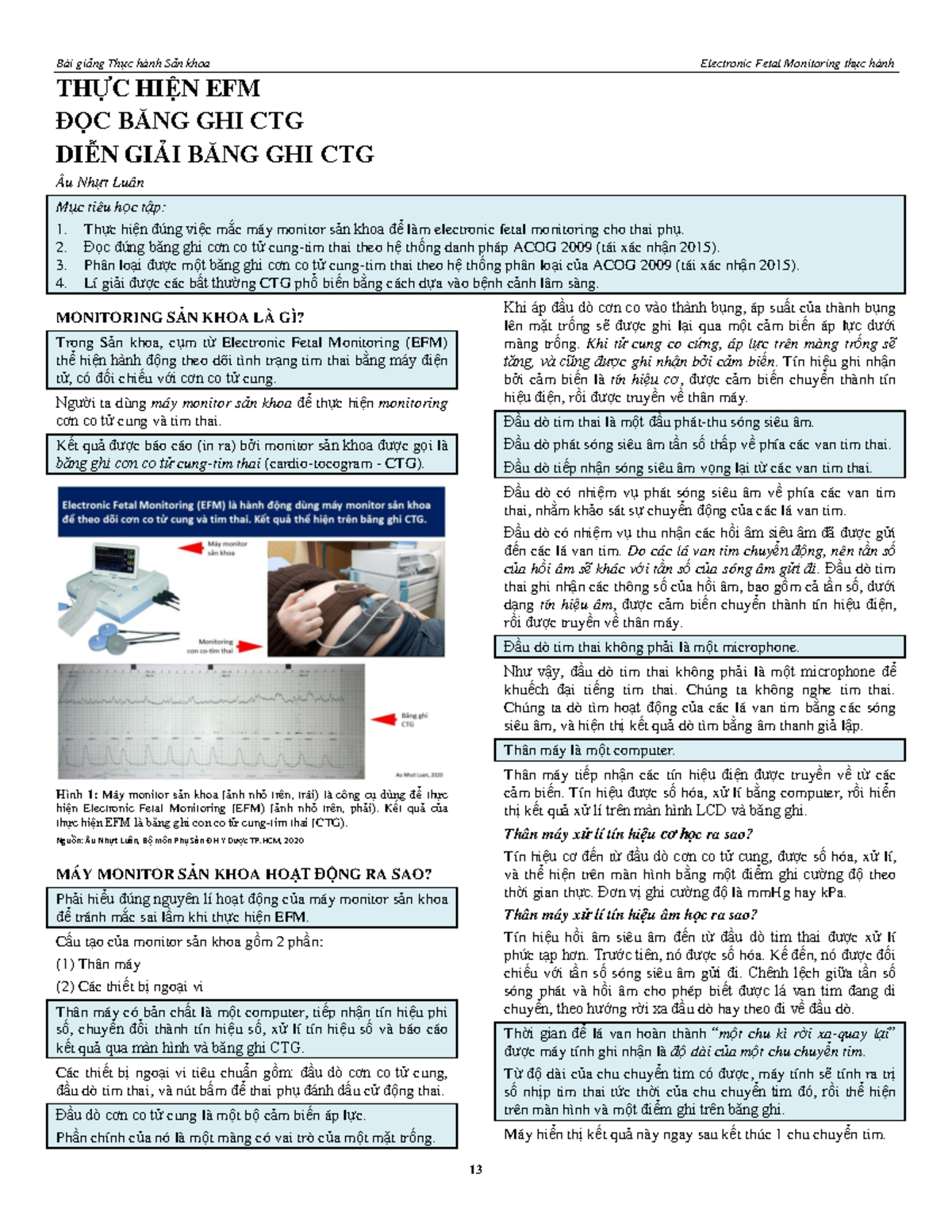 EFM - Hướng dẫn Đọc và Diễn Giải Băng Ghi CTG cho Thai Phụ - Studocu