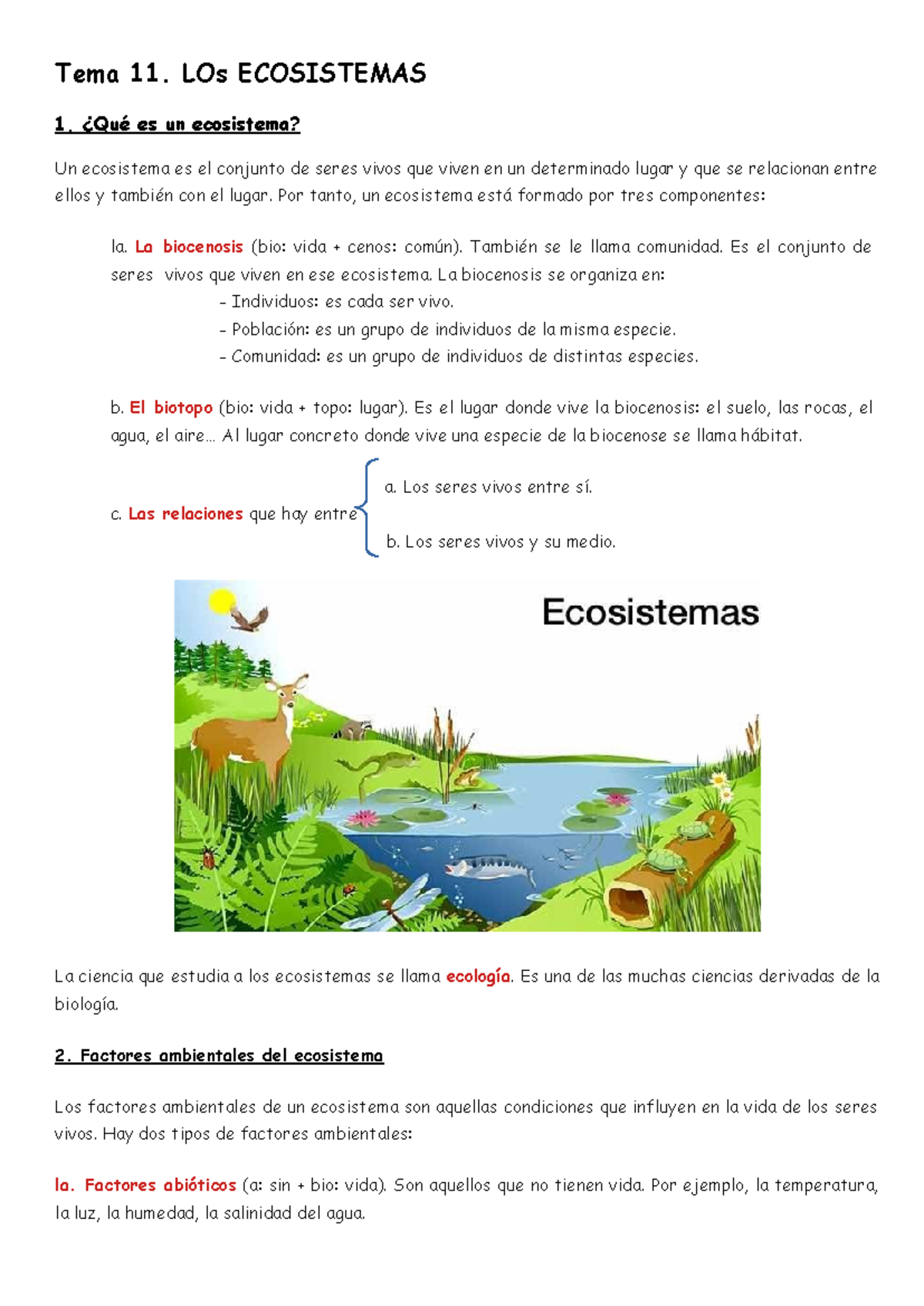 Tema 11: Los Ecosistemas - Componentes y Relaciones en Ecología - Studocu