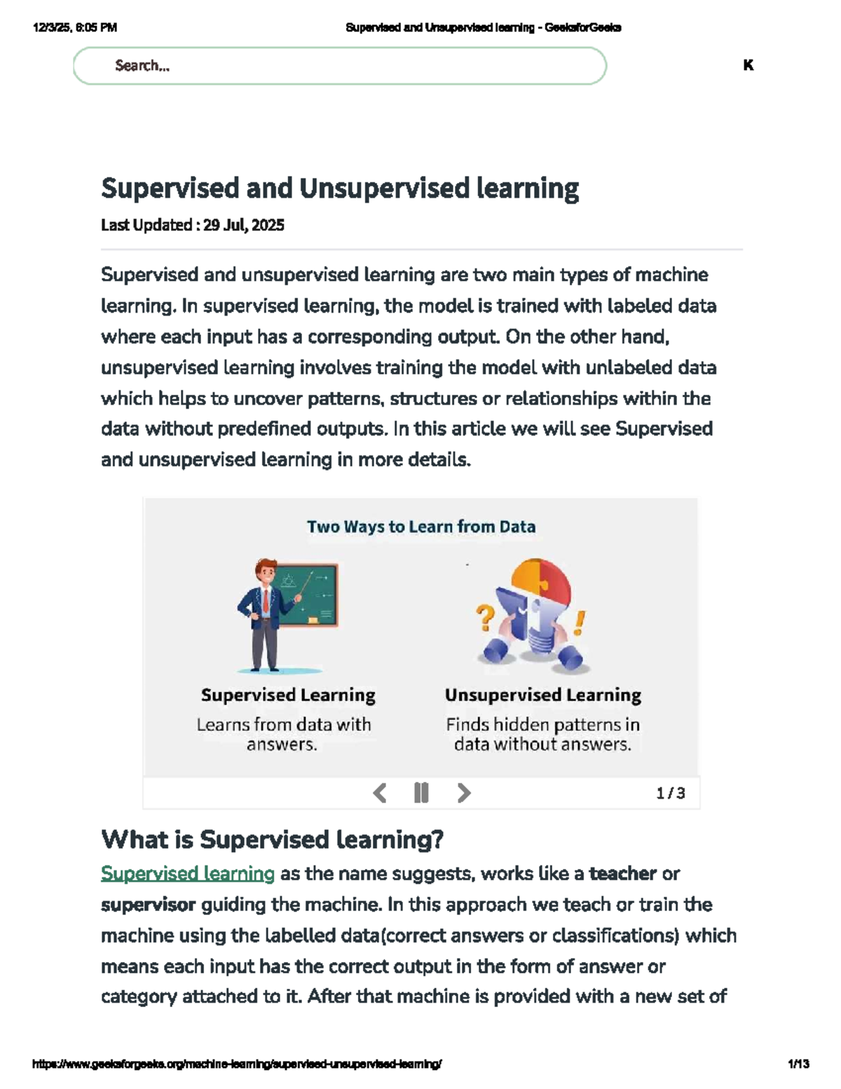 Machine Learning Concepts: Supervised vs Unsupervised Learning (CS101) - Studocu