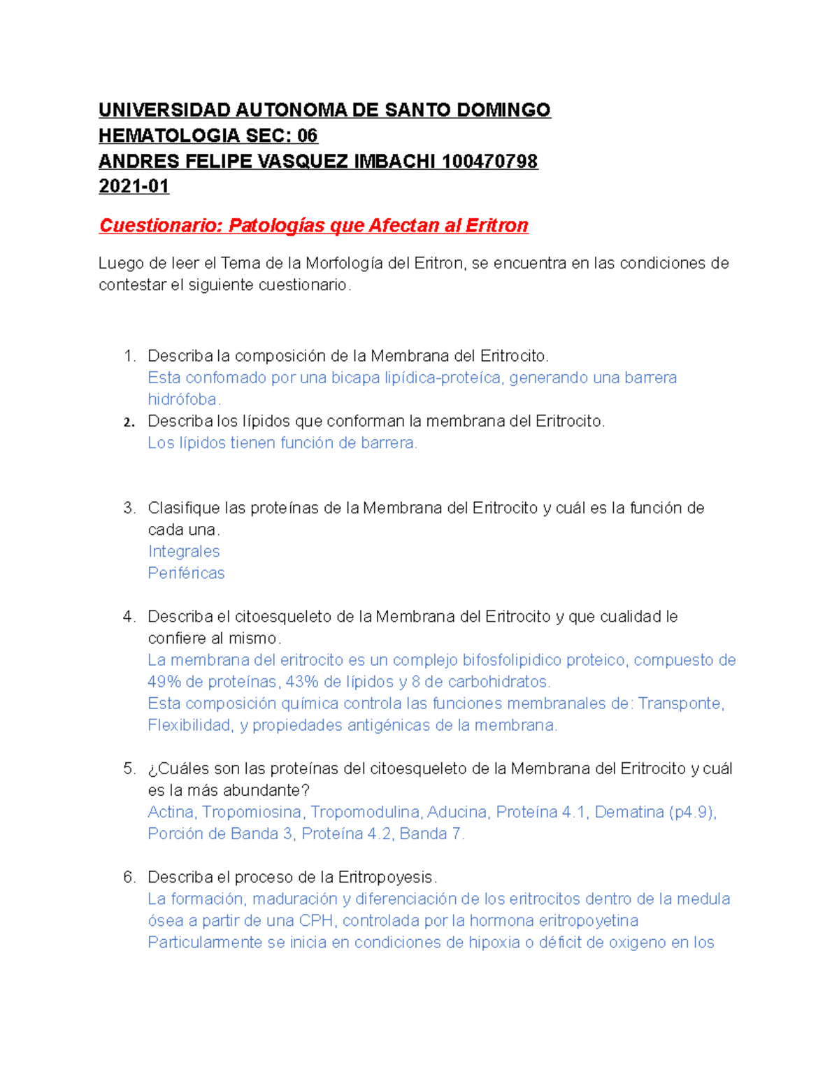 Patologías del Eritron - UNIVERSIDAD AUTONOMA DE SANTO DOMINGO ...