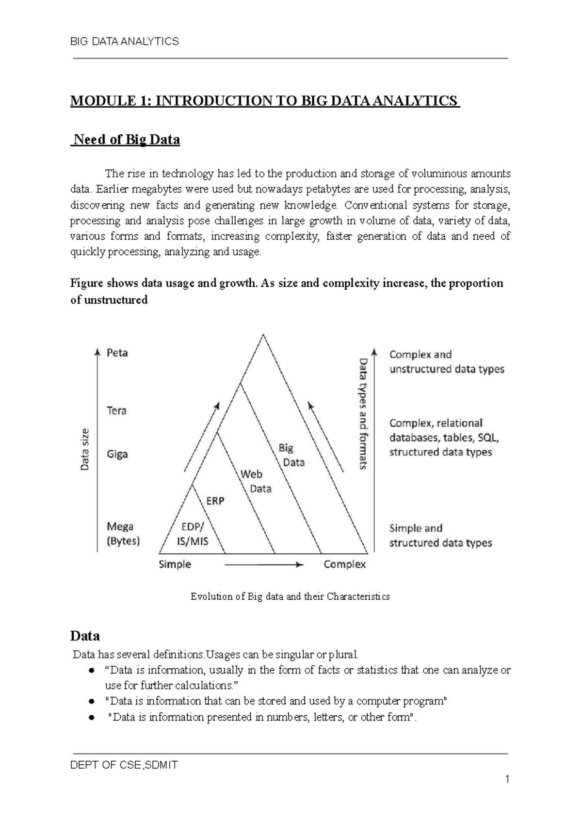 Big Data Module 1 - bda notes - MODULE 1: INTRODUCTION TO BIG DATA ...
