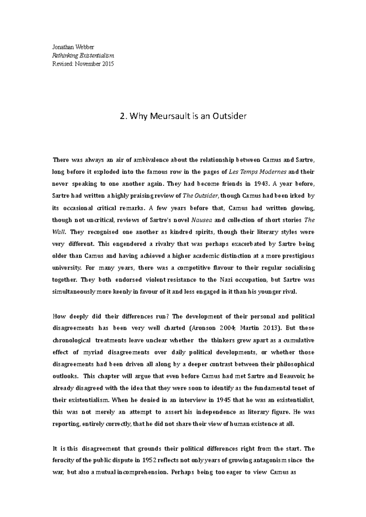 Rethinking Existentialism: Why Meursault is an Outsider (ENG 101) - Studocu