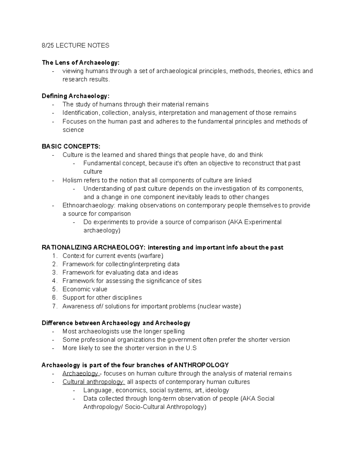 Comprehensive Study Notes for BIO 101 Final Exam: Archaeology Insights ...