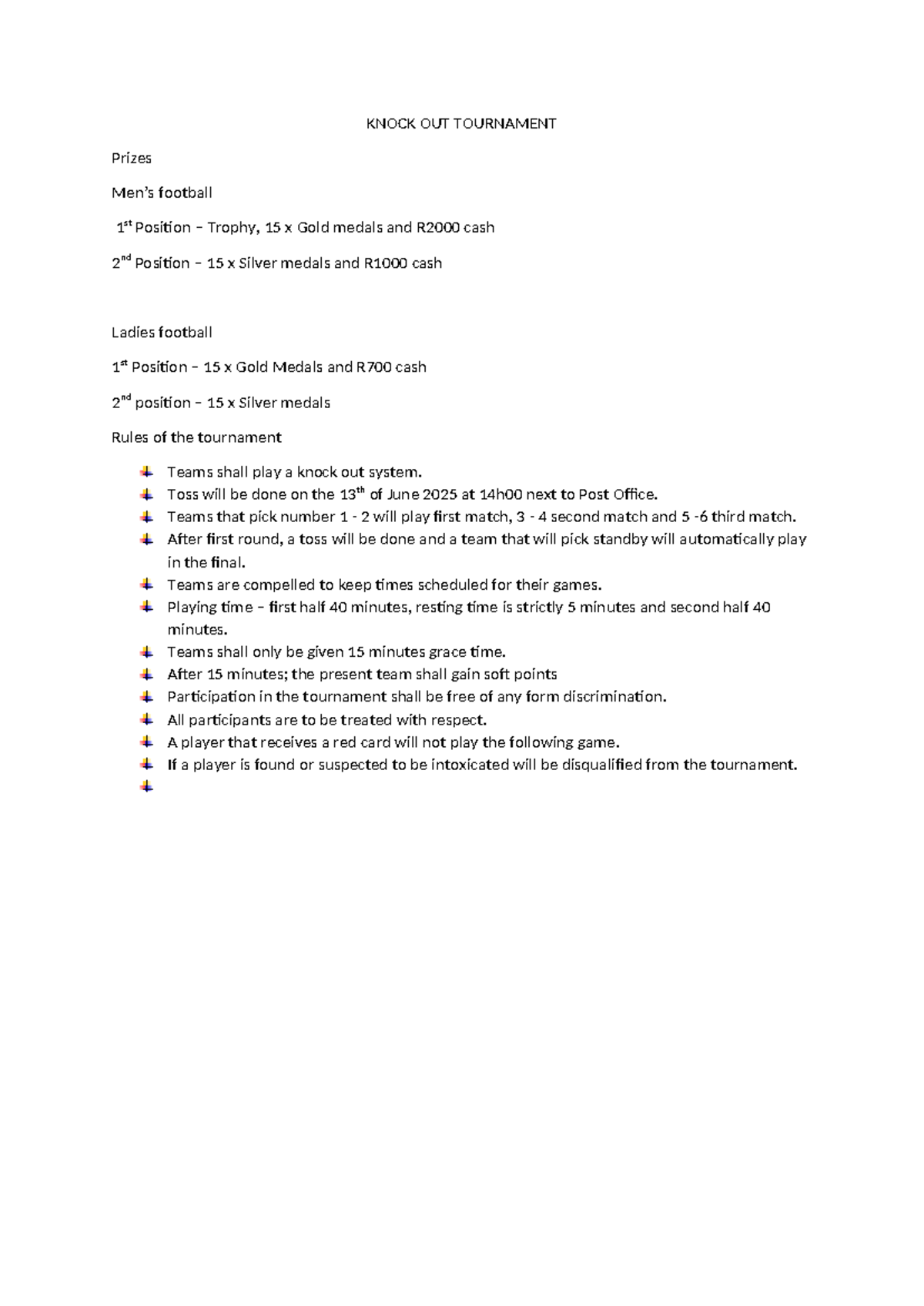Knock Out Tournament 095044: Rules & Prizes Overview - Studocu