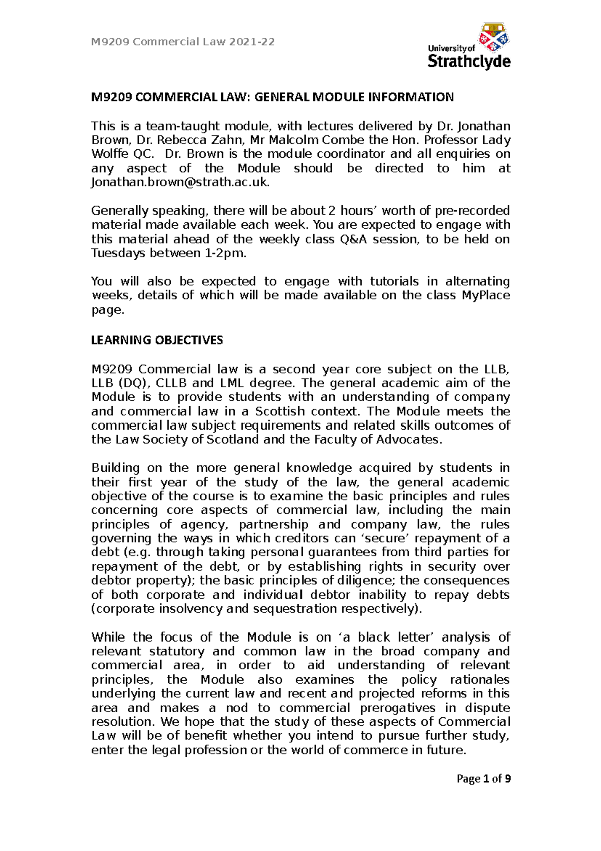 Commercial Law Module Handout 2021-22 - M9209 COMMERCIAL LAW: GENERAL ...