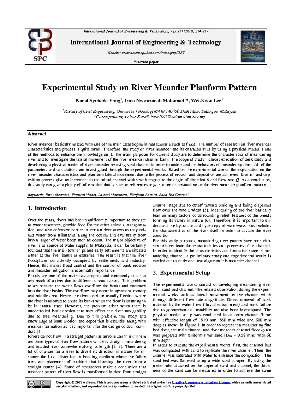 Experimental Study on River Meander Planform Patterns (ENG 101) - Studocu