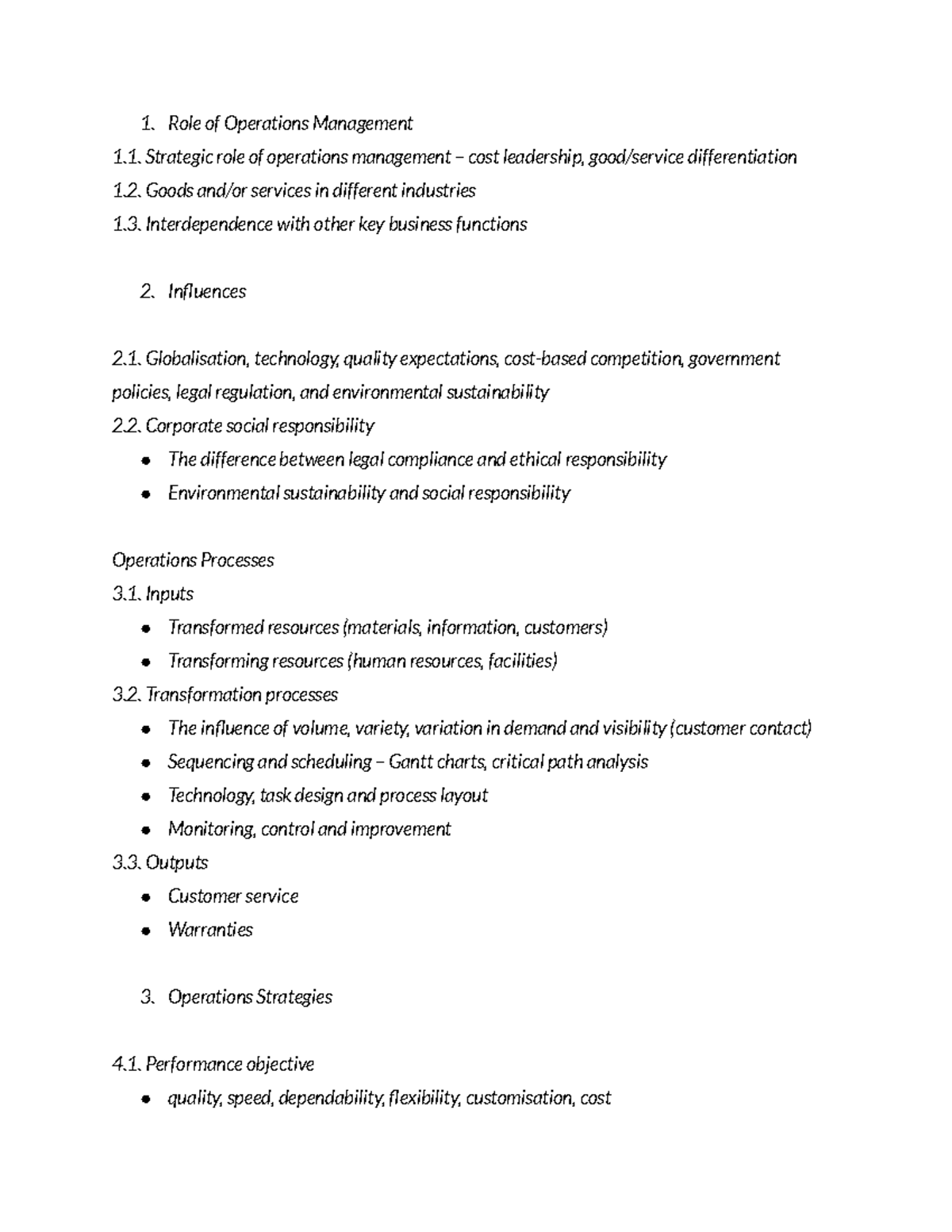CASE Study - Operations Management Syllabus Notes for HSC - Studocu