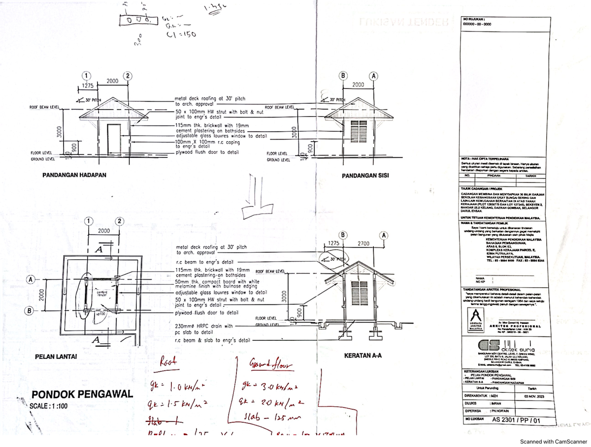 Guard house archi plan - Tutorial - 1 NO RUJUKAN: 000000-00-0000 0 CI ...