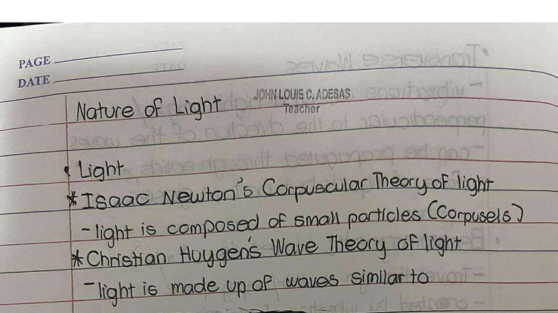 Nature of Light: Theories and Properties (ENVITORGIV 2940W) - Studocu