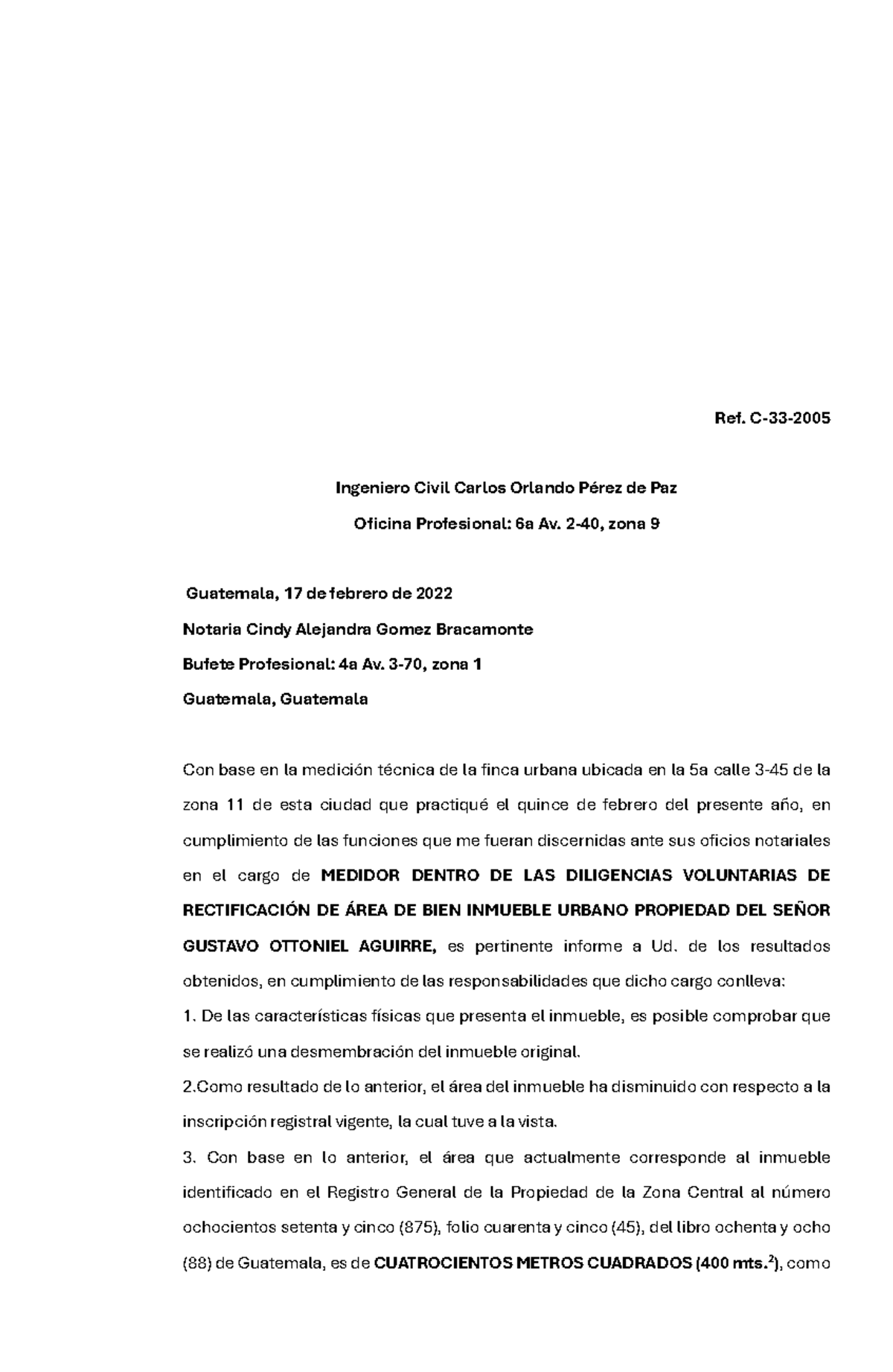 Rectificación de Área de Bien Inmueble Urbano - Ing. Carlos O. Pérez ...