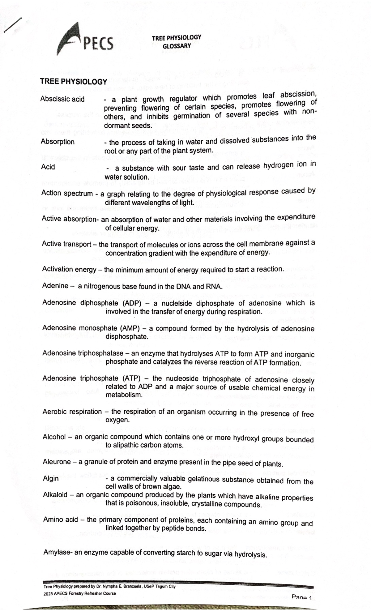 APECS Tree Physiology Glossary - PECS TREE PHYSIOLOGY GLOSSARY TREE ...