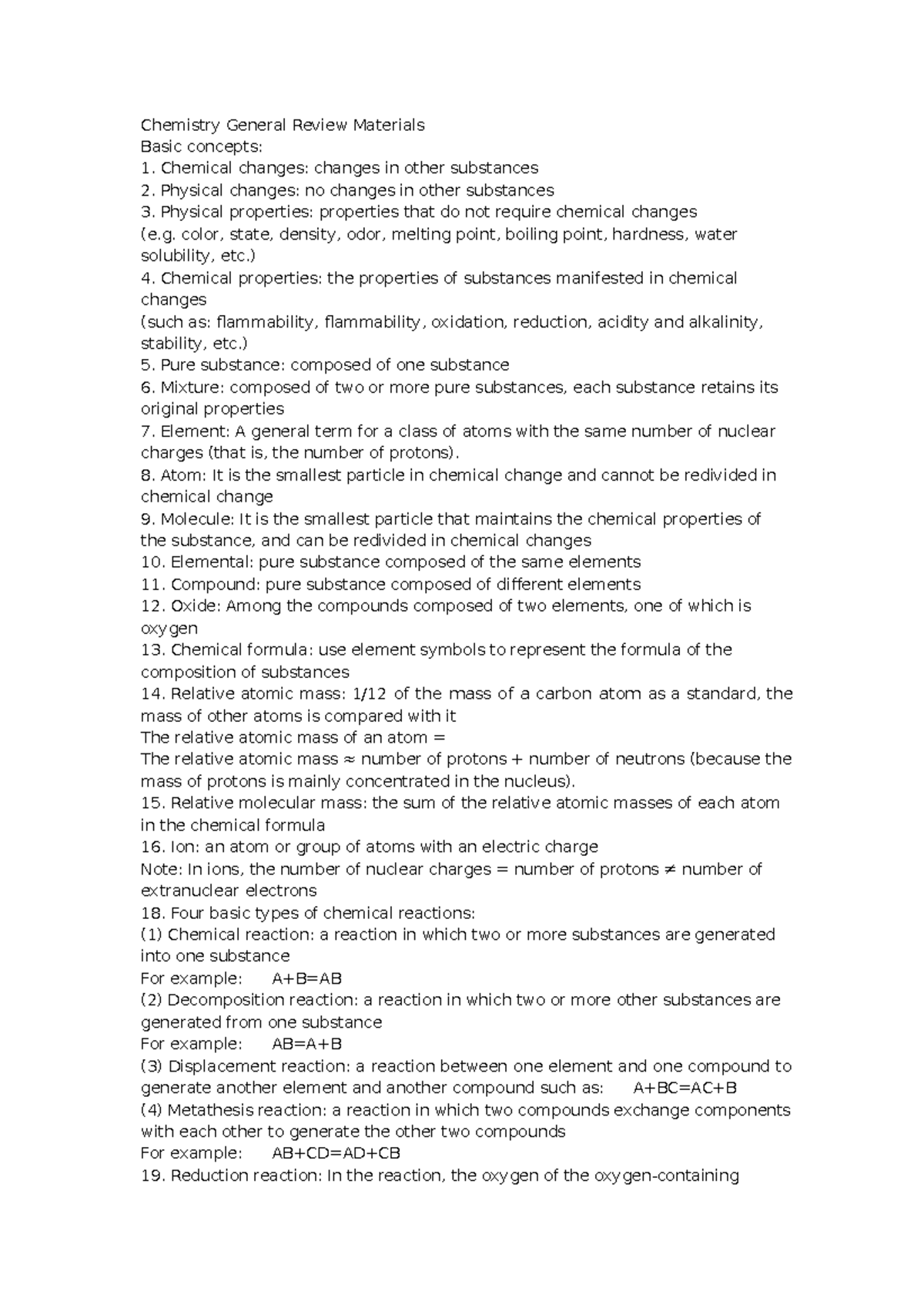 Chemistry 101: Comprehensive General Review for Students - Studocu