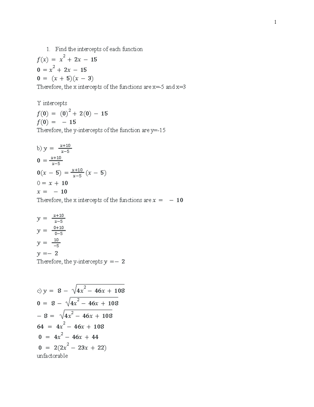 Assignment 3: Curve Sketching and Function Analysis (MATH 101) - Studocu