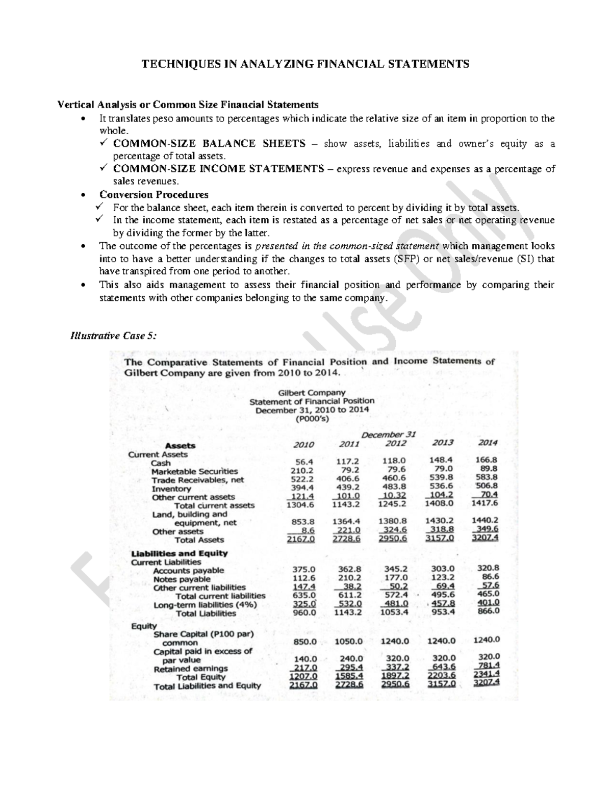 Chapter 3. Vertical Analysis - TECHNIQUES IN ANALYZING FINANCIAL ...