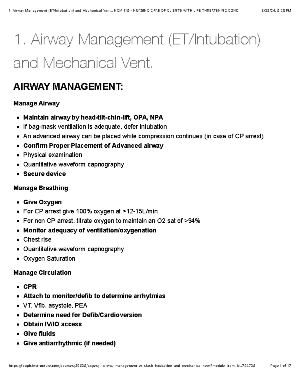 Airway Management Et Intubation and Mech vent - 1. Airway Management ...