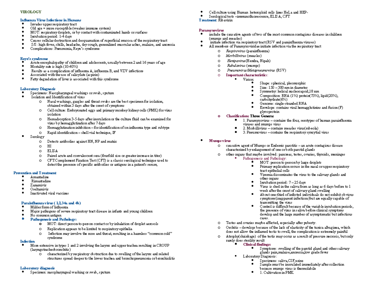 Virology - Quick Viro Notes (VIROLOGY) - Studocu