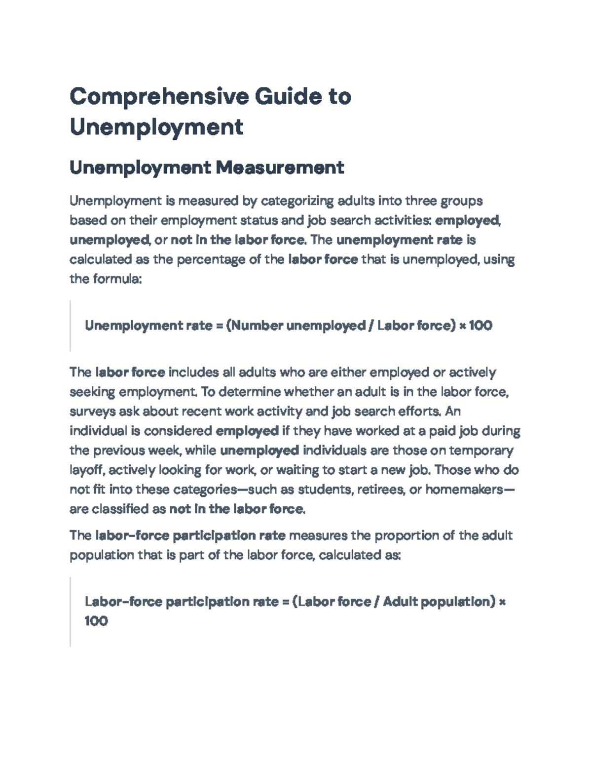 Comprehensive Overview of Unemployment Causes & Policies (ECO 101 ...