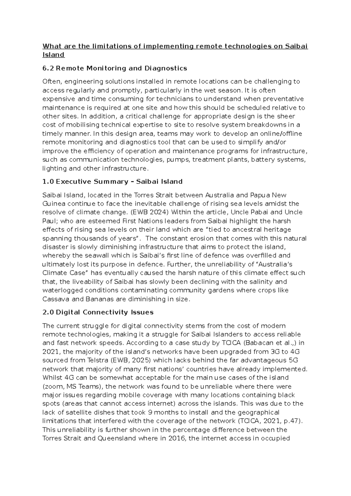 Limitations of Remote Tech Implementation on Saibai Island: A Study ...