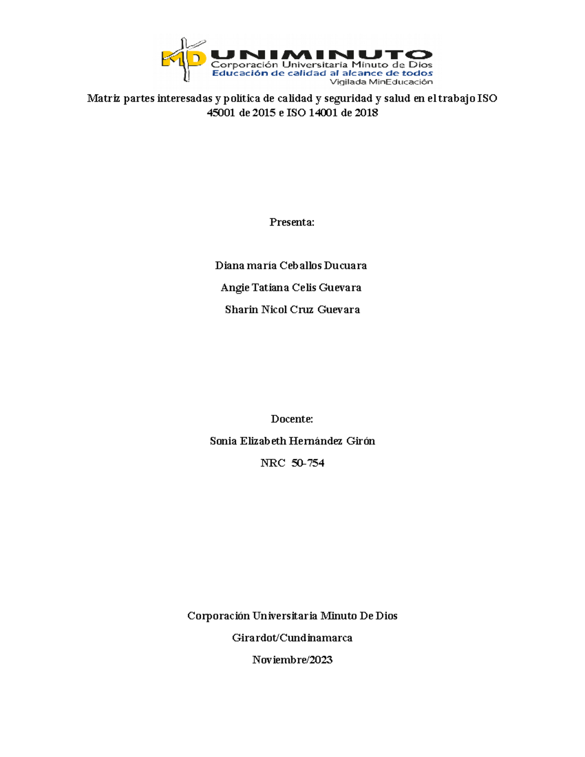 Matriz de Partes Interesadas y Sistema de Gestión ISO 14001:2018 y ...