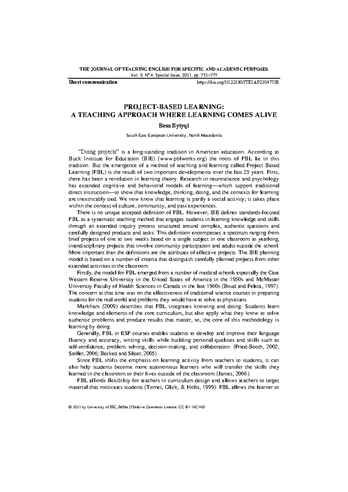 Project Based Learning (PBL) in ESP: Engaging Students Authentically ...
