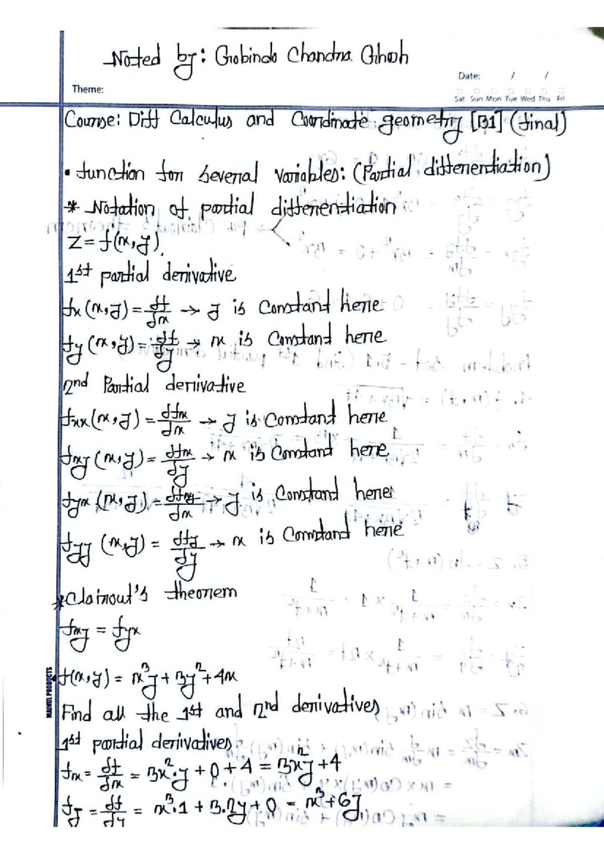 Math 1 Final Exam Notes: Partial Derivatives & Wave Equations - Studocu